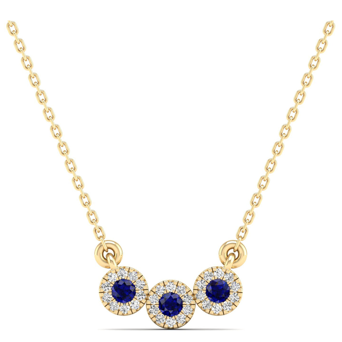 Trio Sapphire and Diamond Halo Necklace – Milano