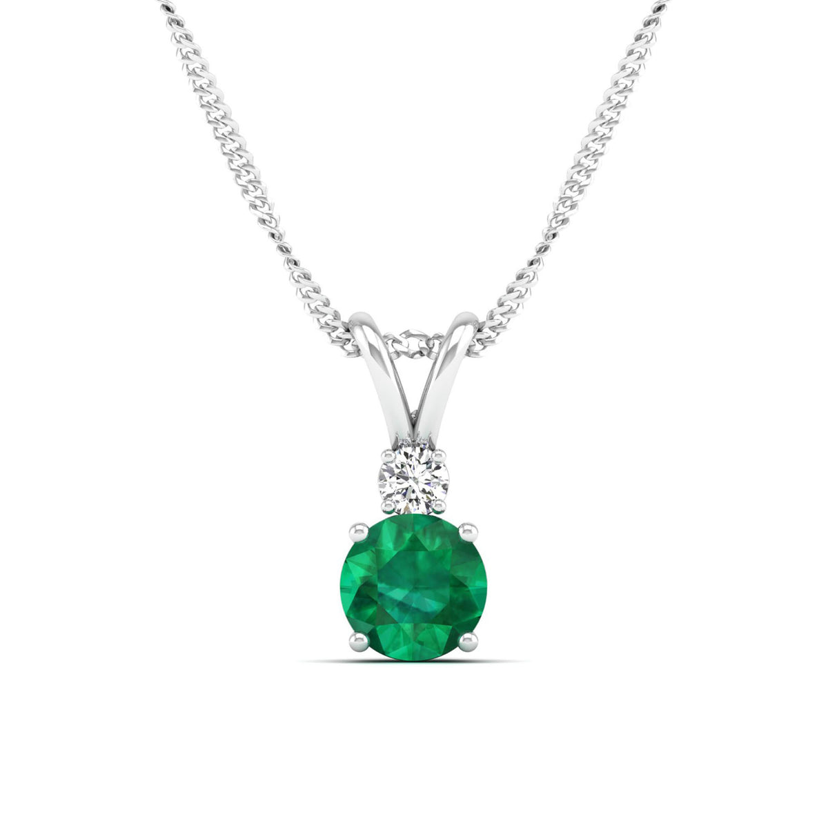 Round Emerald and Diamond Pendant – Milano